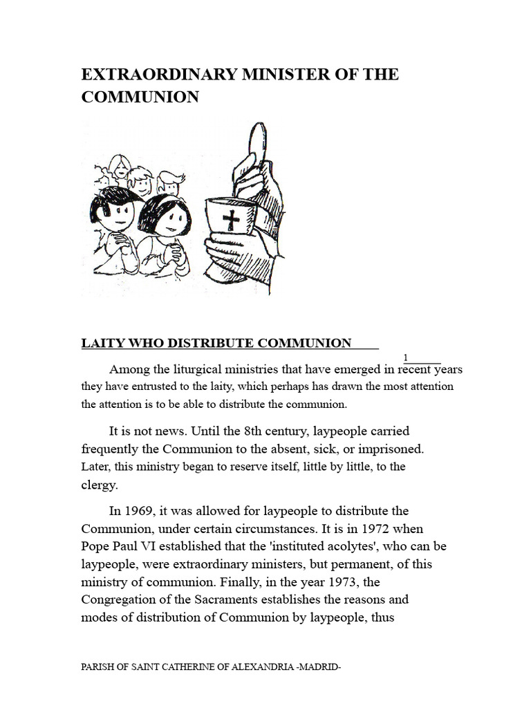 Extraordinary Minister of Communion | PDF | Eucharist | Laity