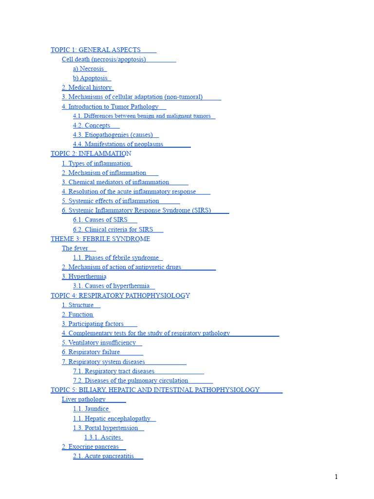 Overview of Pathophysiology Topics | PDF | Apoptosis | Inflammation