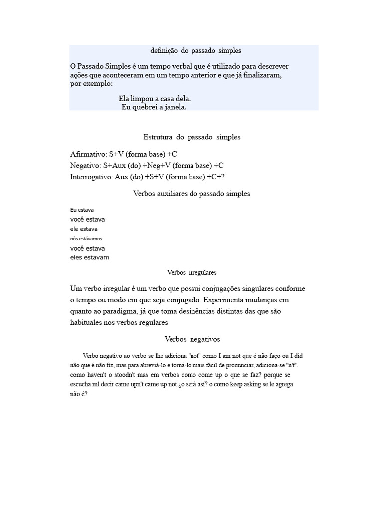Entenda o Passado Simples em Inglês | PDF | Linguística | Famílias ...