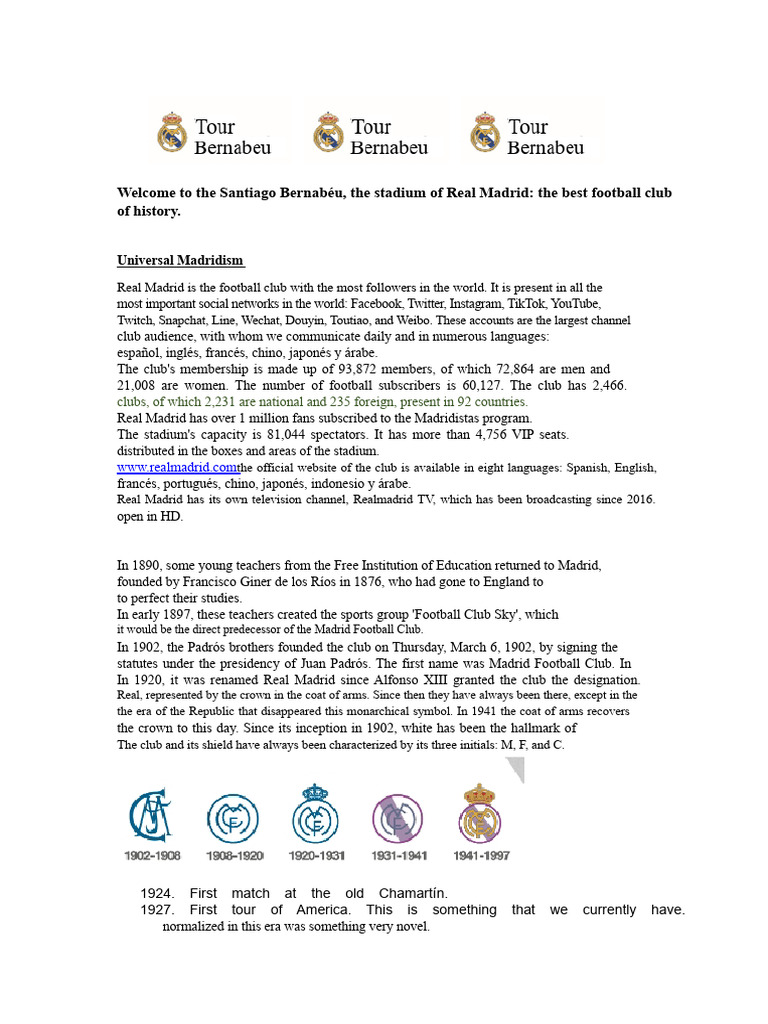 Real Madrid: Founded in 1902 | PDF | Association Football | Association ...
