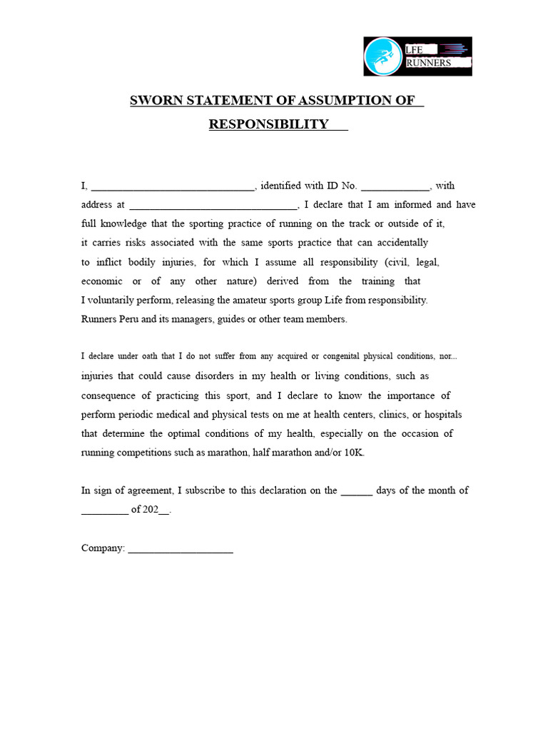Letter of Assumption of Responsibility | PDF