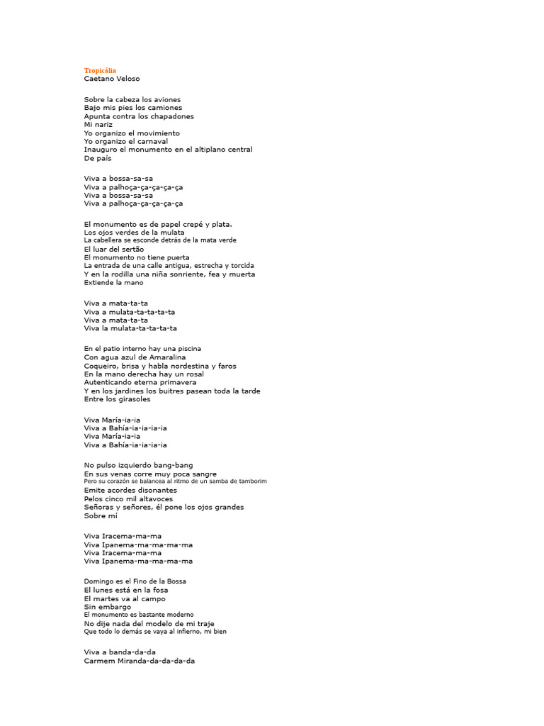Tropicalia Letras | PDF
