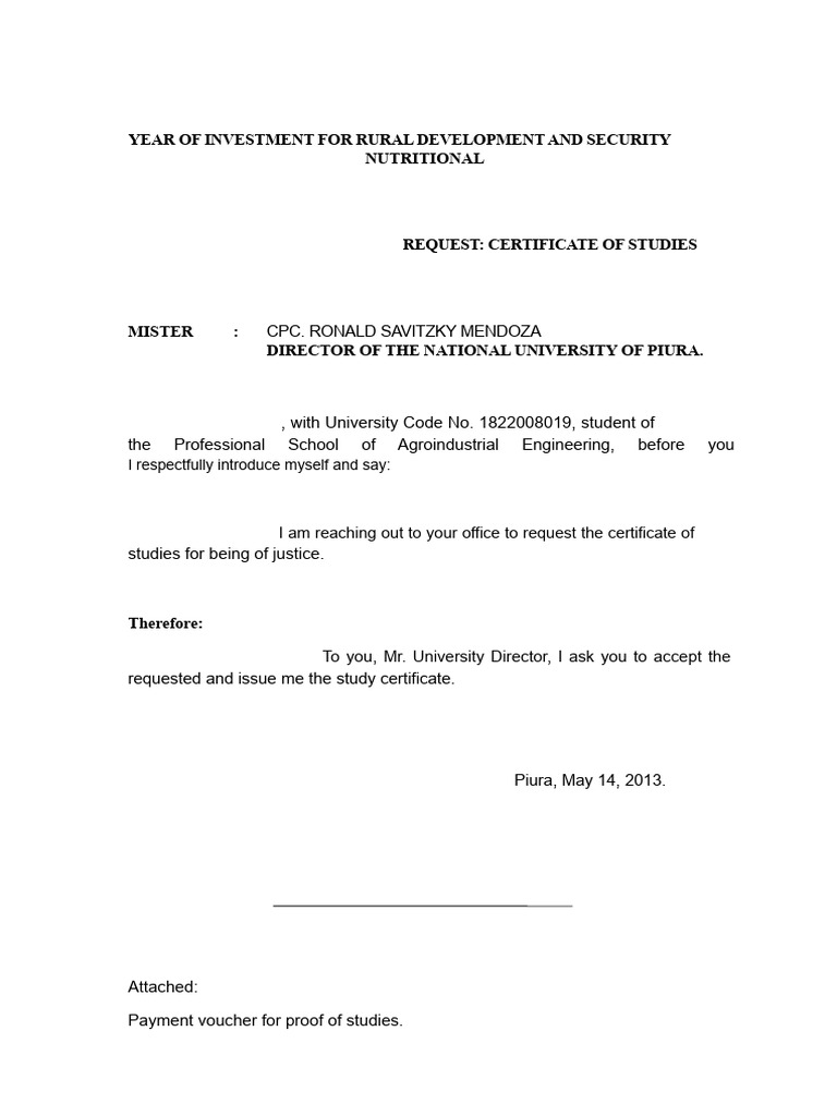 Request Certificate of Studies | PDF