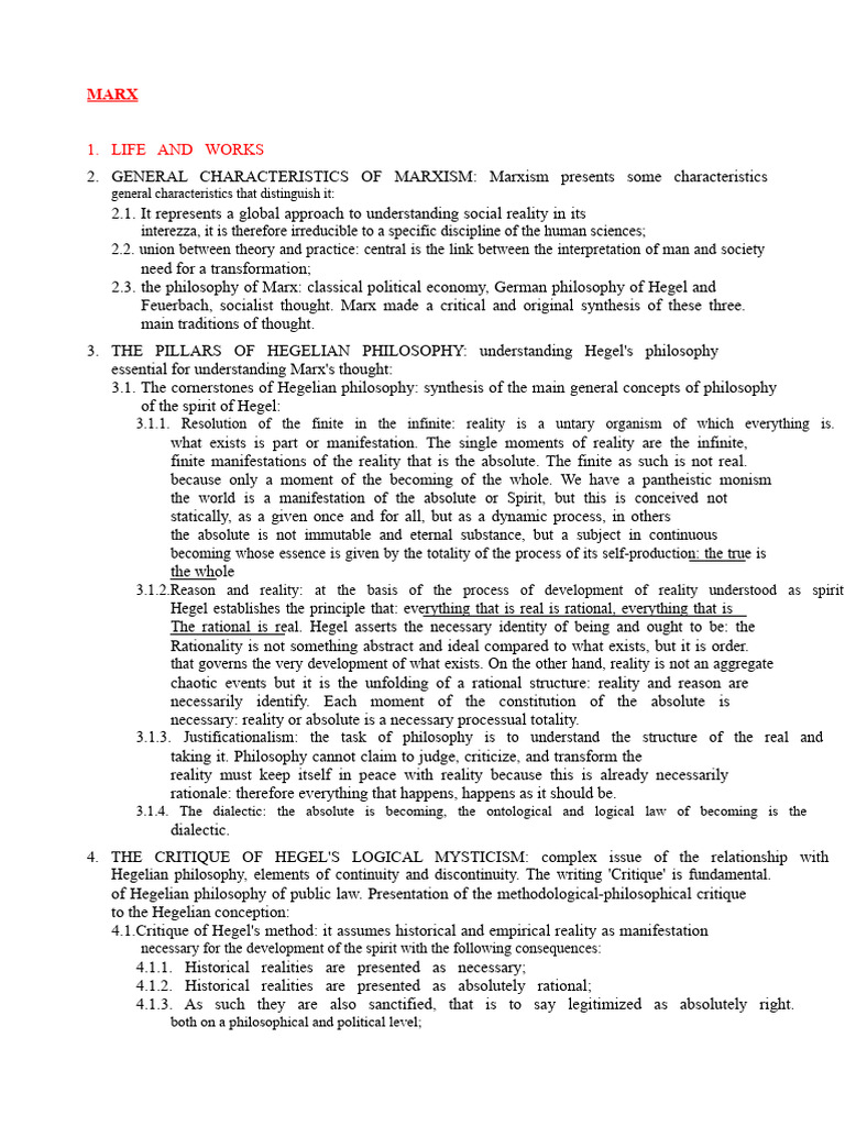 Marx Summary | PDF | Marx's Theory Of Alienation | Georg Wilhelm ...