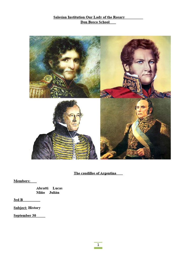 Argentine Caudillos: Key Figures | PDF | Argentina | South America