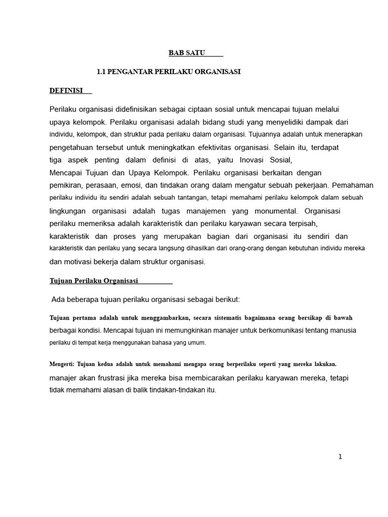 Memahami Perilaku Organisasi dan Tujuannya | PDF
