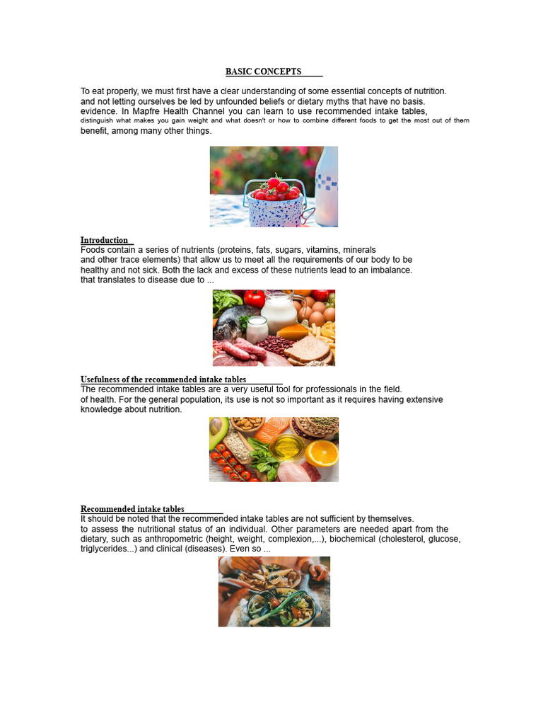 Basic Concepts of Nutrition - For Concept Map - Point 6 Act. 3.3 | PDF ...