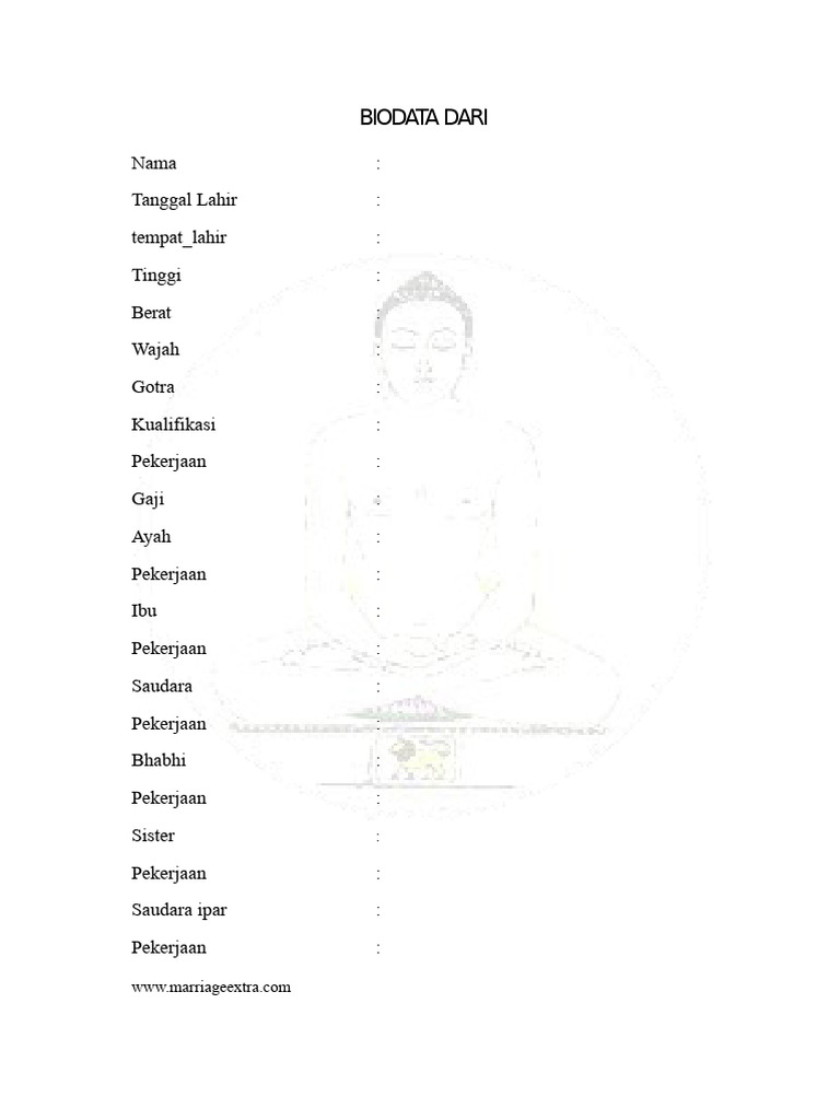 Biodata Untuk Pernikahan - Format Jain | PDF