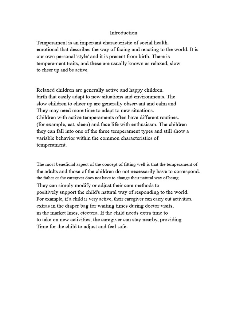 Understanding Child Temperament Types | PDF | Temperament | Psychology