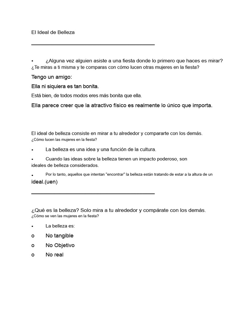 El Ideal de Belleza | PDF | Belleza | Apariencia humana