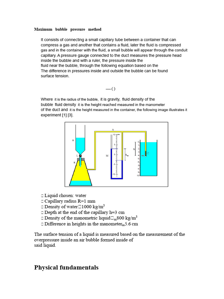 Maximum Bubble Pressure Method Explained | PDF | Pressure | Pressure ...