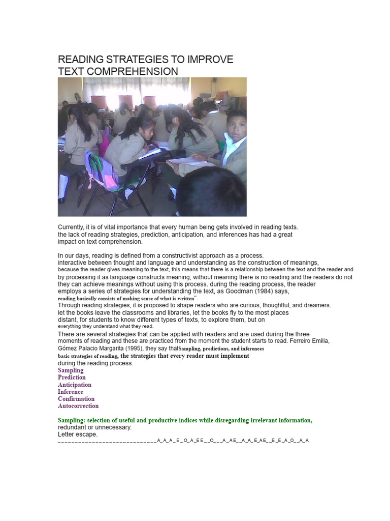 Reading Strategies To Improve Text Comprehension | PDF | Reading ...