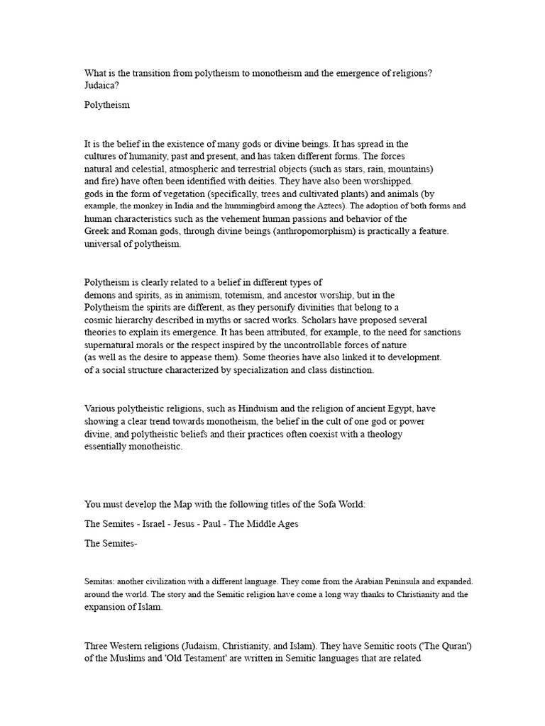 What Does The Transition From Polytheism To Monotheism and The ...