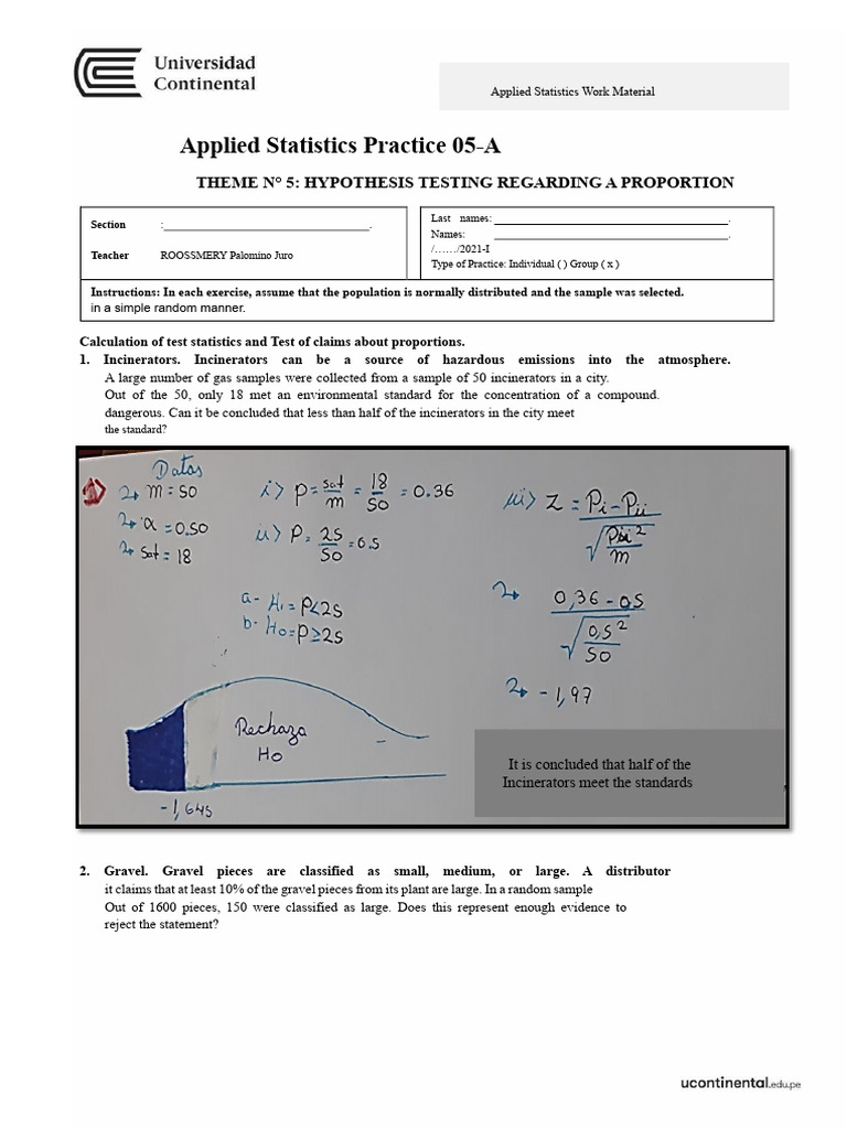 Practice 1 of Applied Statistics Ho P | PDF | Statistics | Scientific ...