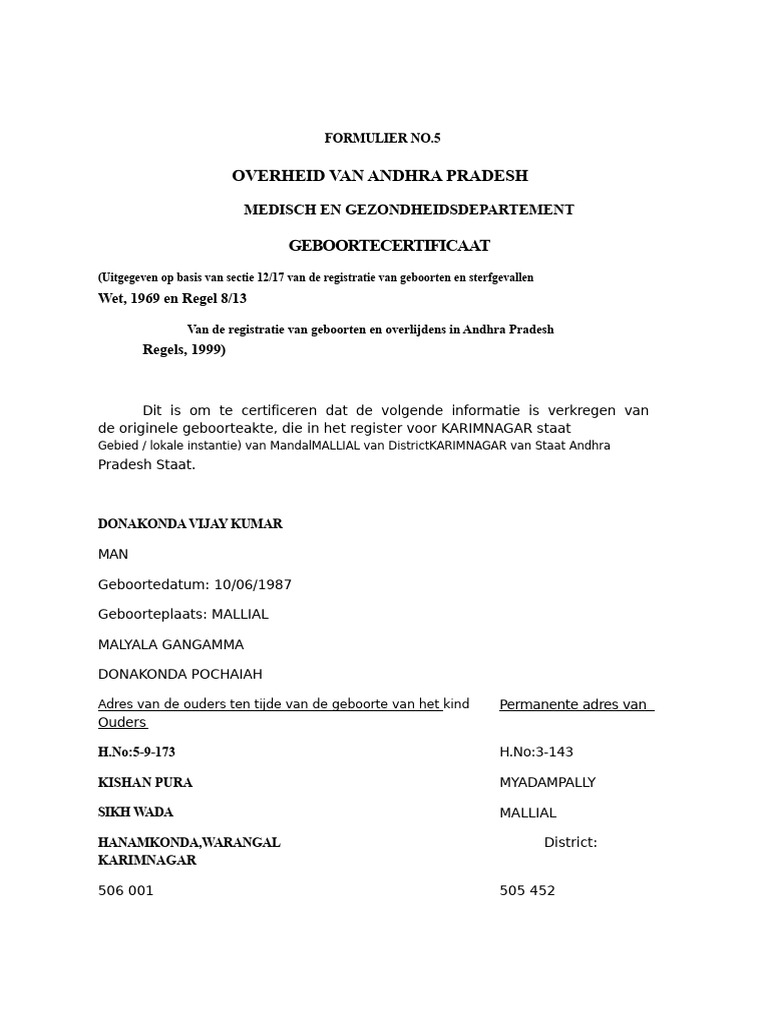 Geboorteakte | PDF