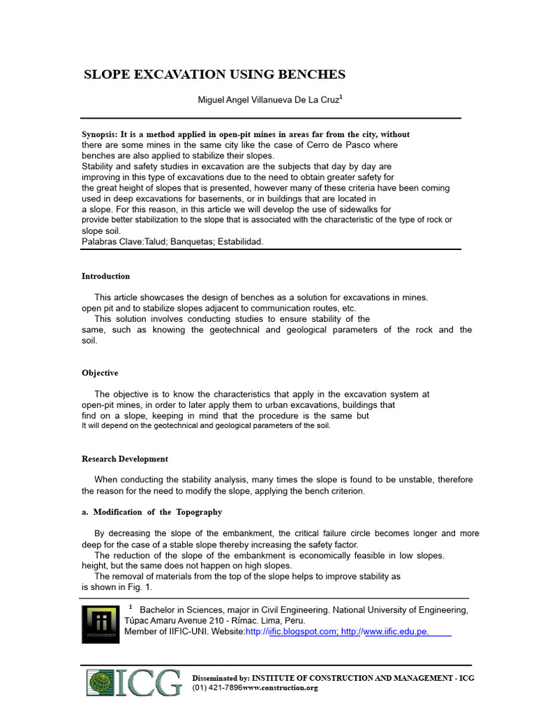 Slope Excavation Using Benchers | PDF | Geotechnical Engineering ...