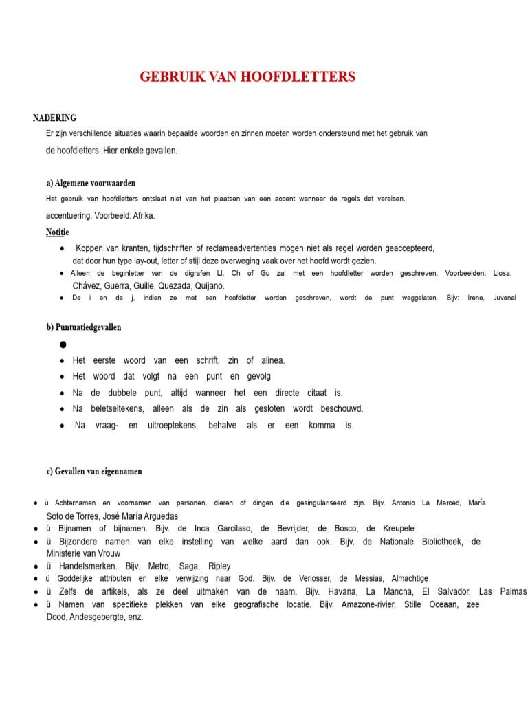 Gebruik Van de Hoofdletters | PDF