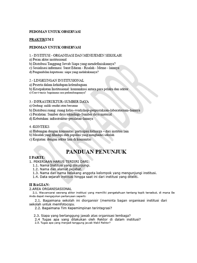 Panduan Observasi | PDF