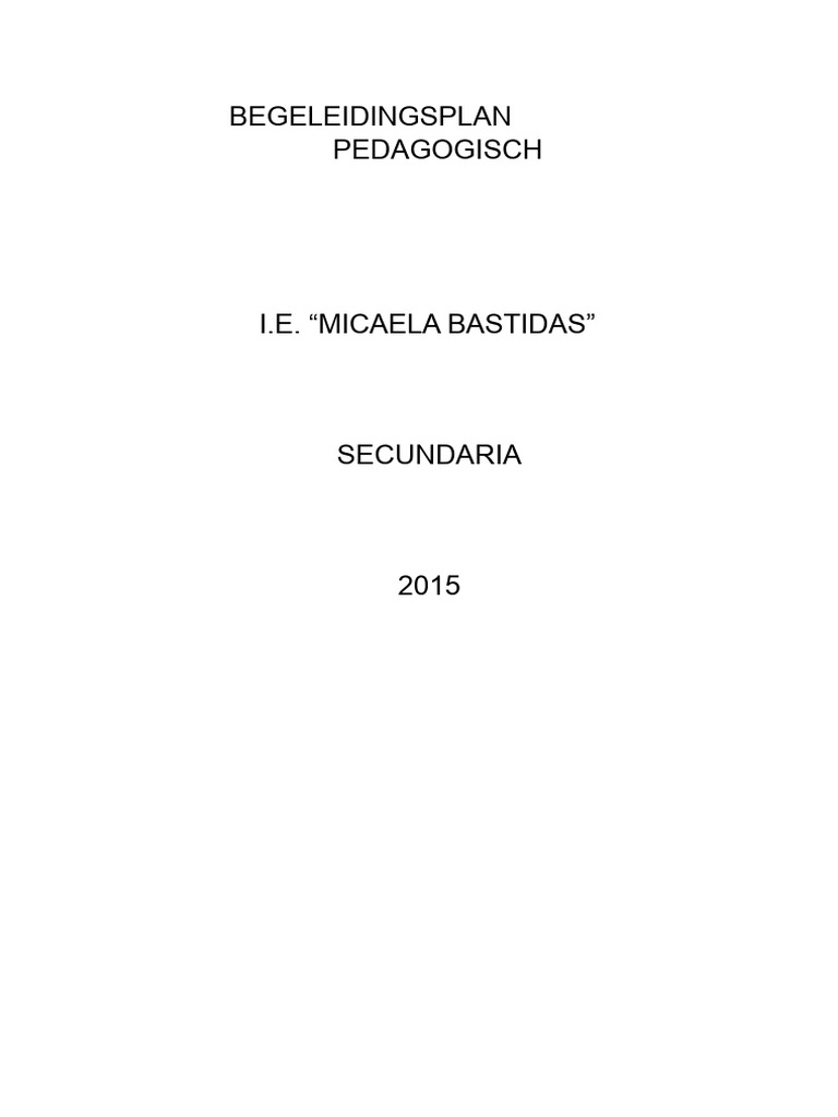 Pedagogisch Begeleidingsplan | PDF