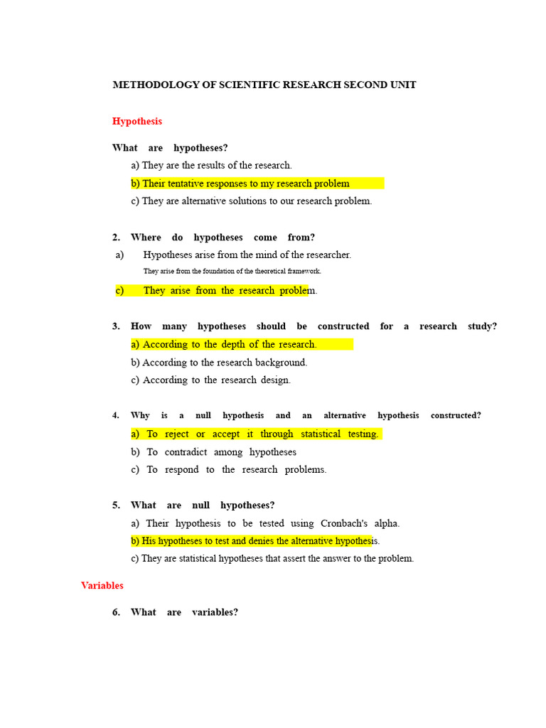 Question Bank, Research Methodology | PDF | Hypothesis | Statistics
