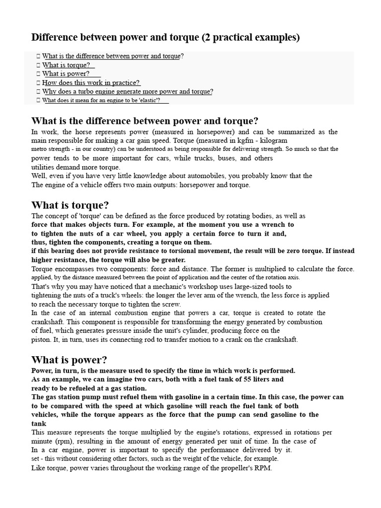 Power vs Torque: Key Differences Explained | PDF | Power (Physics) | Torque