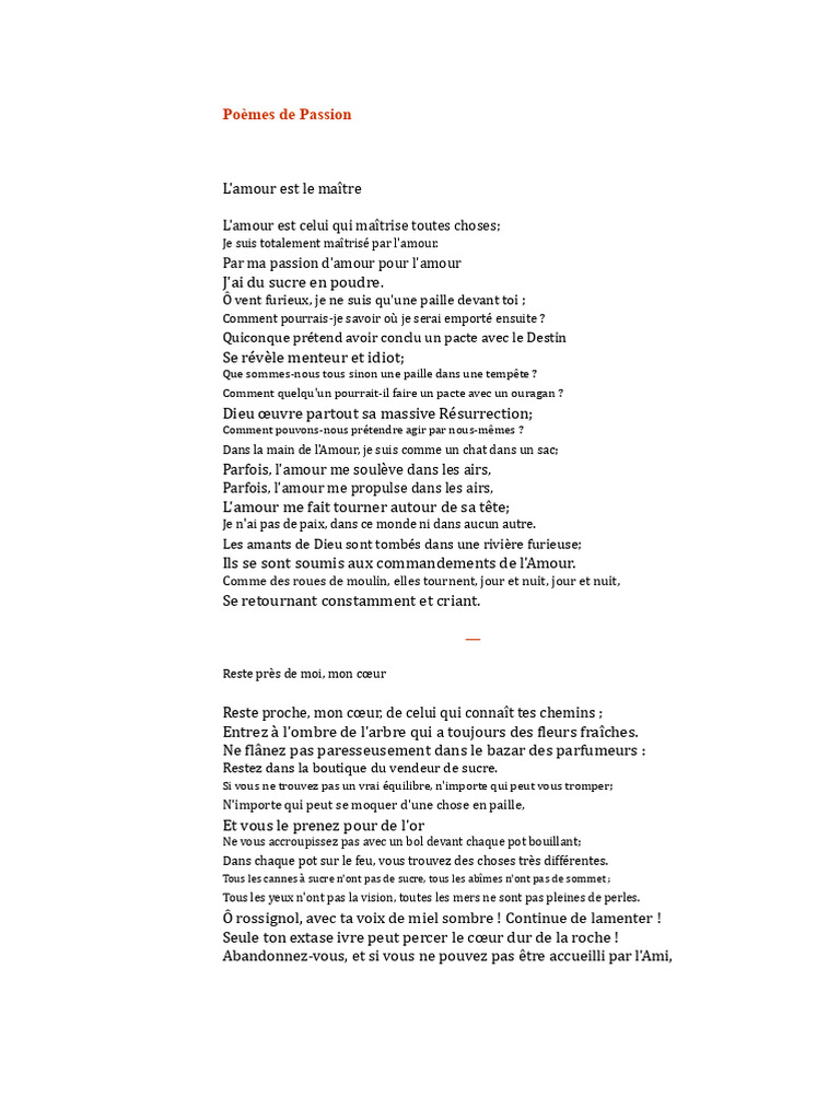 Poèmes d'Amour de Rumi | PDF | Amour | Djalâl ad-Dîn Rûmî