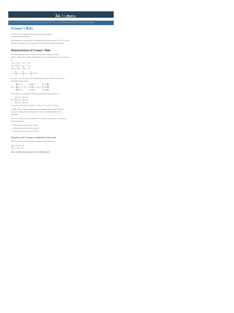 Cramer's Rule - All Matter | PDF | Determinant | Matrix (Mathematics)