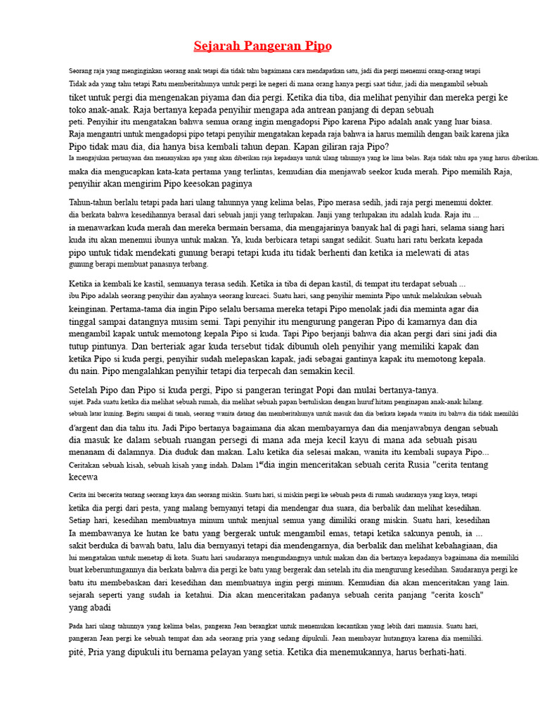 Kisah Pangeran Pipo | PDF