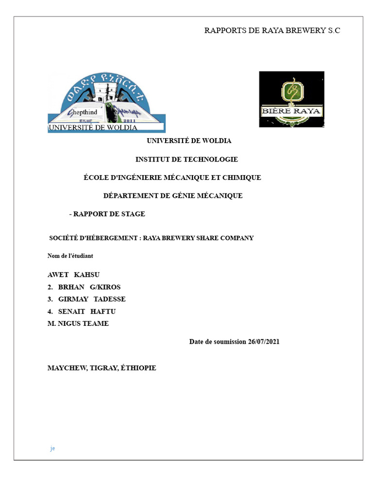 Rapport Final | PDF | Bière | Fermentation