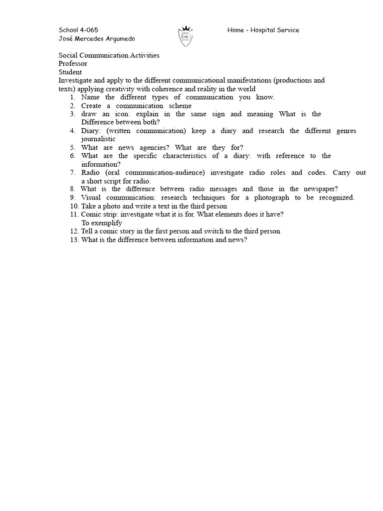 Communication Activities for Students | PDF