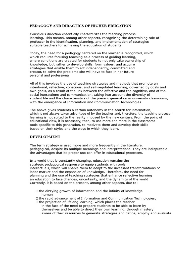 Pedagogy and Didactics of Higher Education | PDF | Learning | Pedagogy