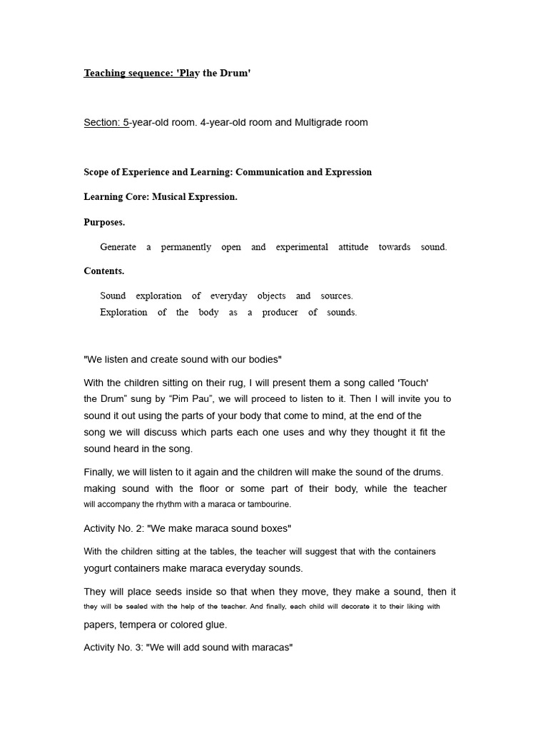 Musical Expression Activities for Kids | PDF