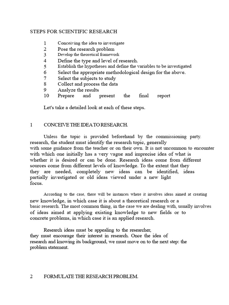 Steps for Conducting Scientific Research | PDF | Sampling (Statistics ...