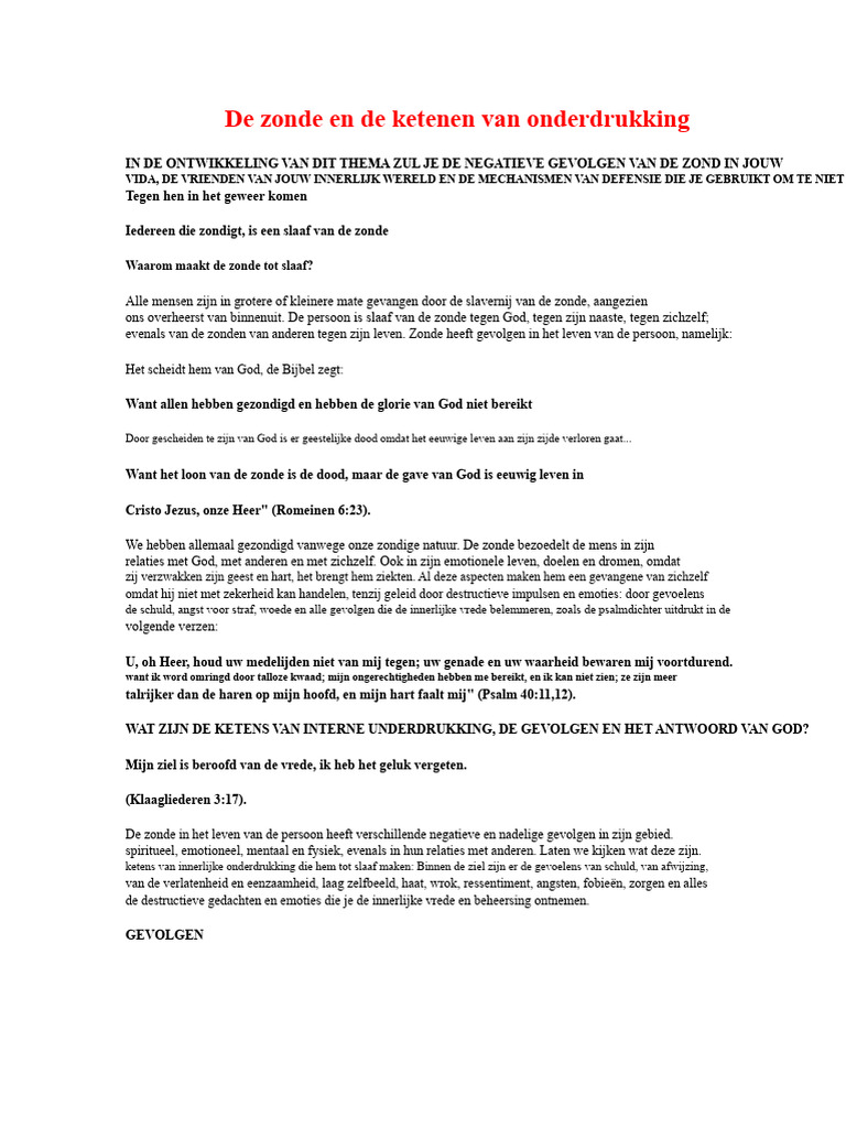 De Zonde en de Ketens Van Onderdrukking (ESDRESYLIB) | PDF