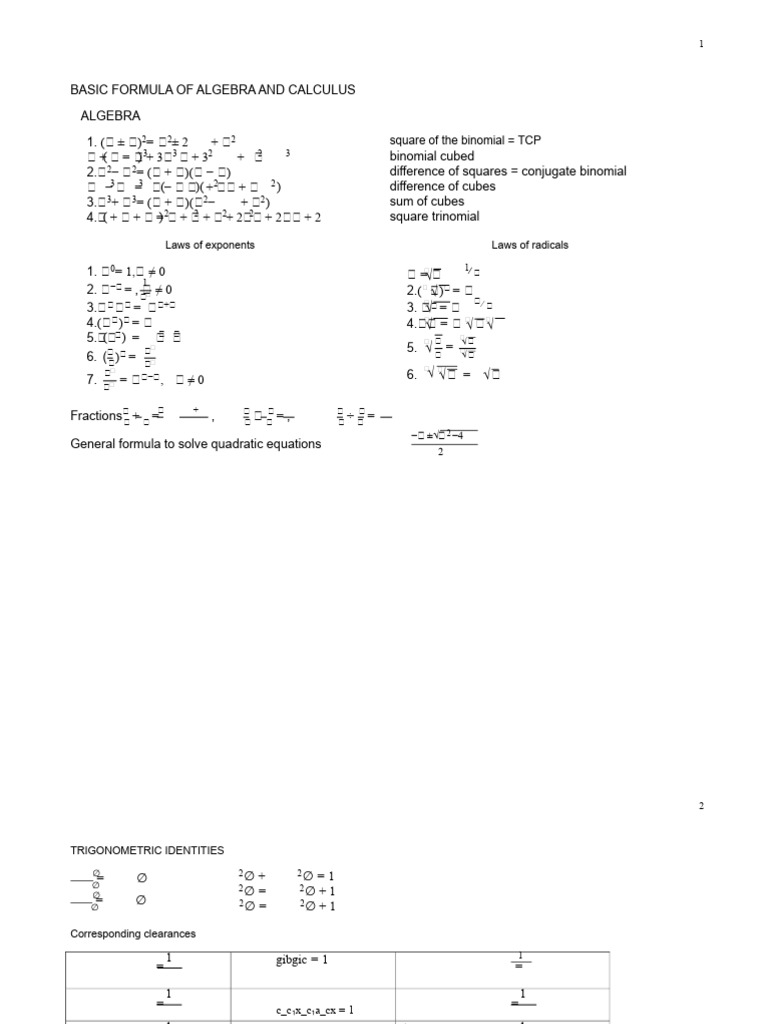 Algebra Form | PDF | Algebra | Exponential Function