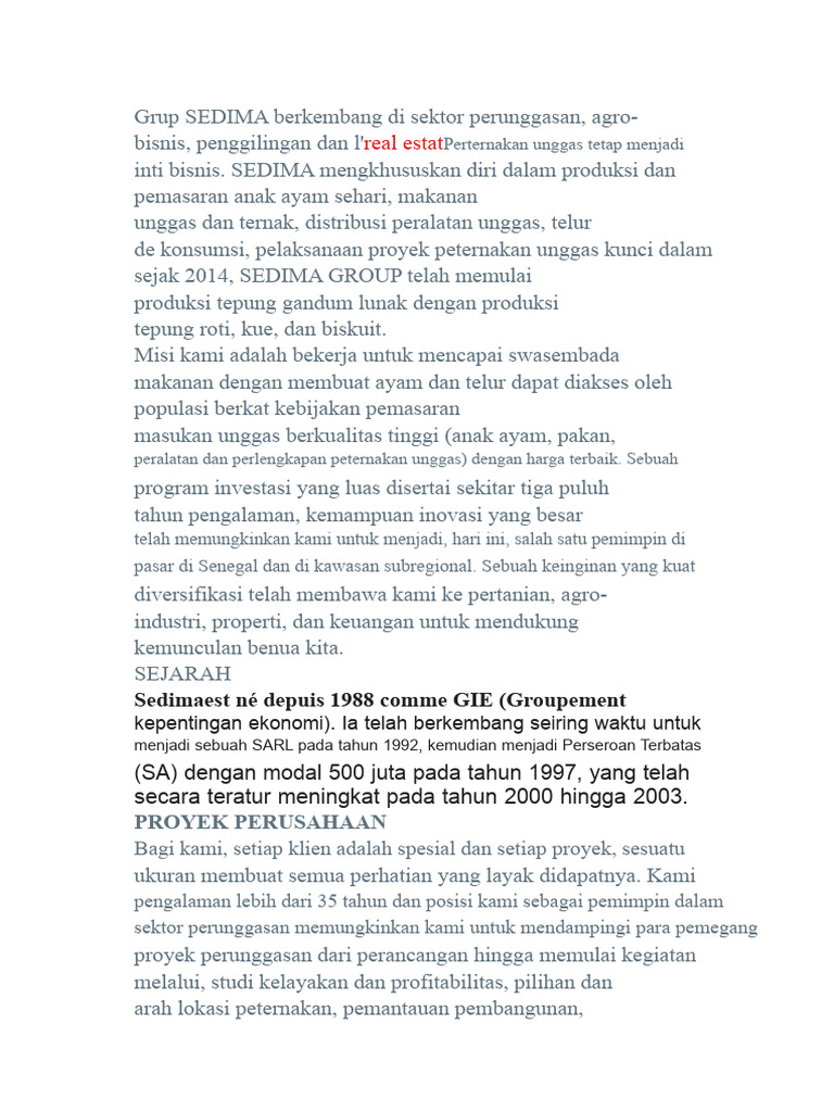 SEDIMA: Pemimpin Perunggasan Senegal | PDF