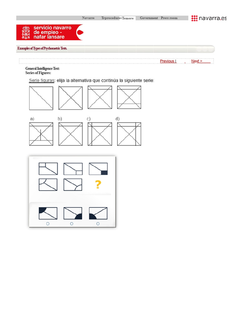 Psychotechnical Tests. Examples of Psychotechnical Tests - Navarra - Es ...