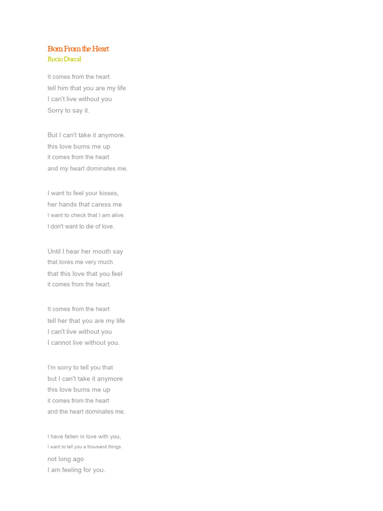 I Am Born From The Heart - Rocío Durcal | PDF