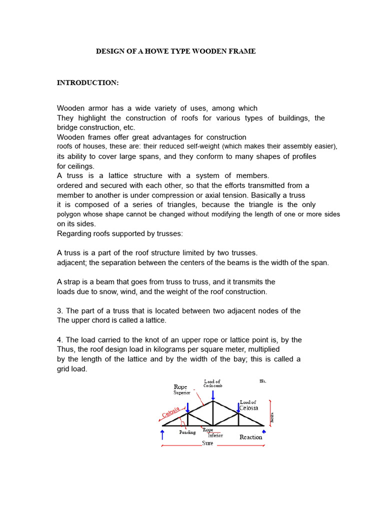 Design of A Wooden Howe Type Roof | PDF | Truss | Structural Engineering