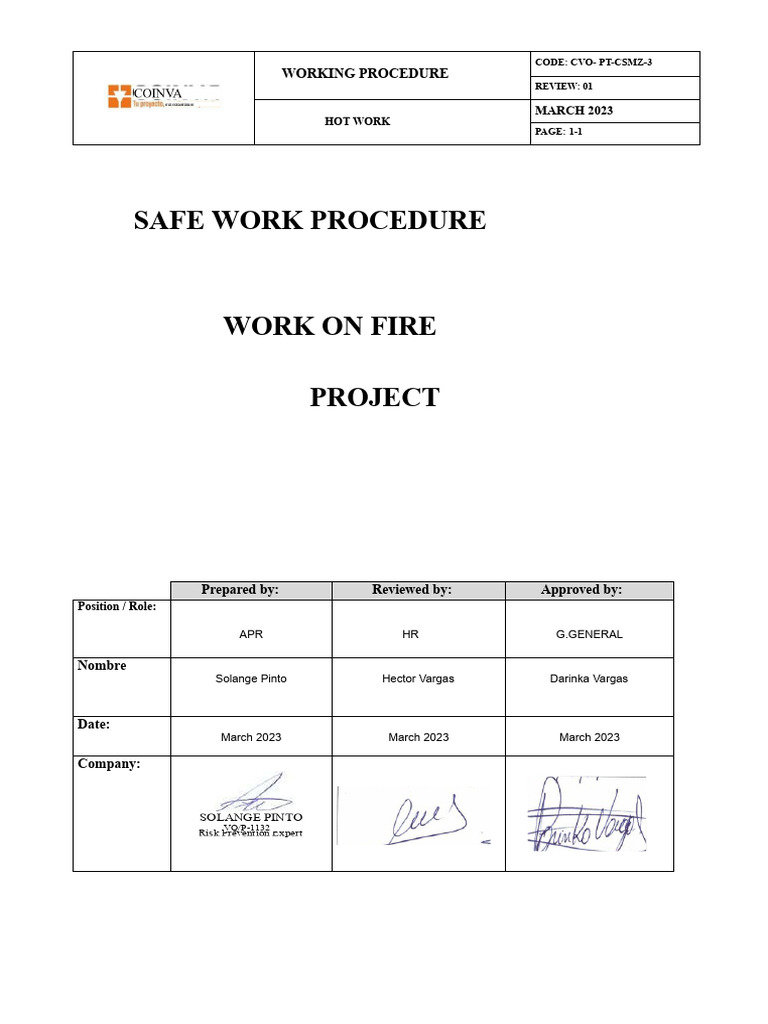 Procedure - Hot Work - Head Office 2023 | PDF | Welding | Construction