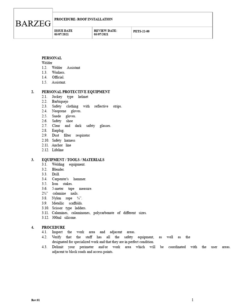 Procedure For Installing Galvanized Iron Roofing | PDF | Welding ...