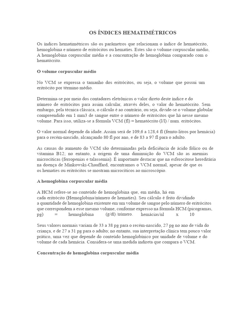 Constantes Corpusculares | PDF | Anemia | Hemácia