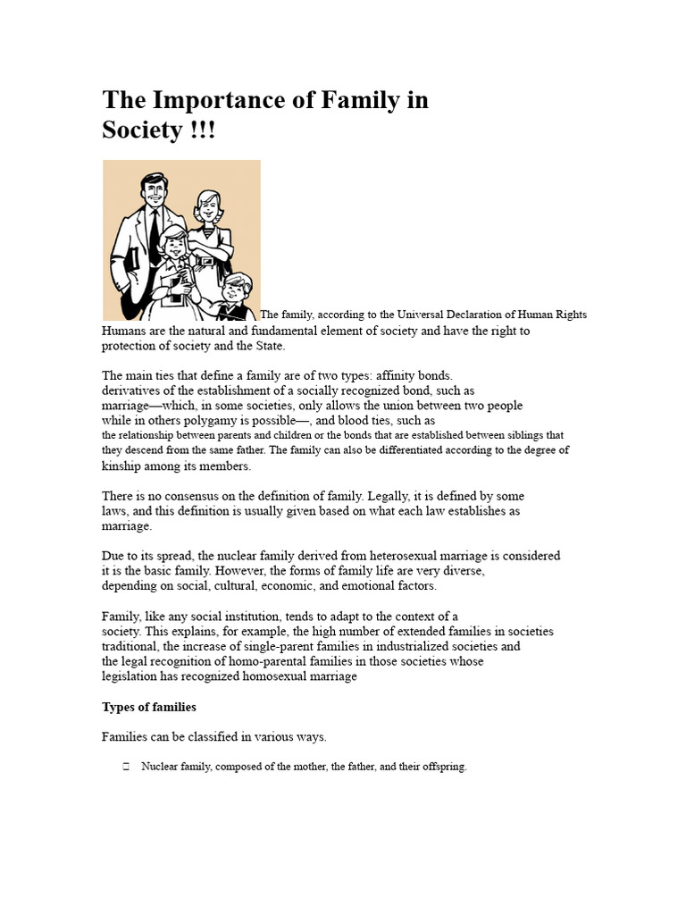 Importance of Family in Society | PDF | Family | Marriage