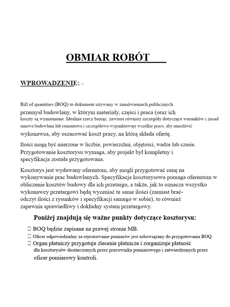 Bill of Quantity | PDF