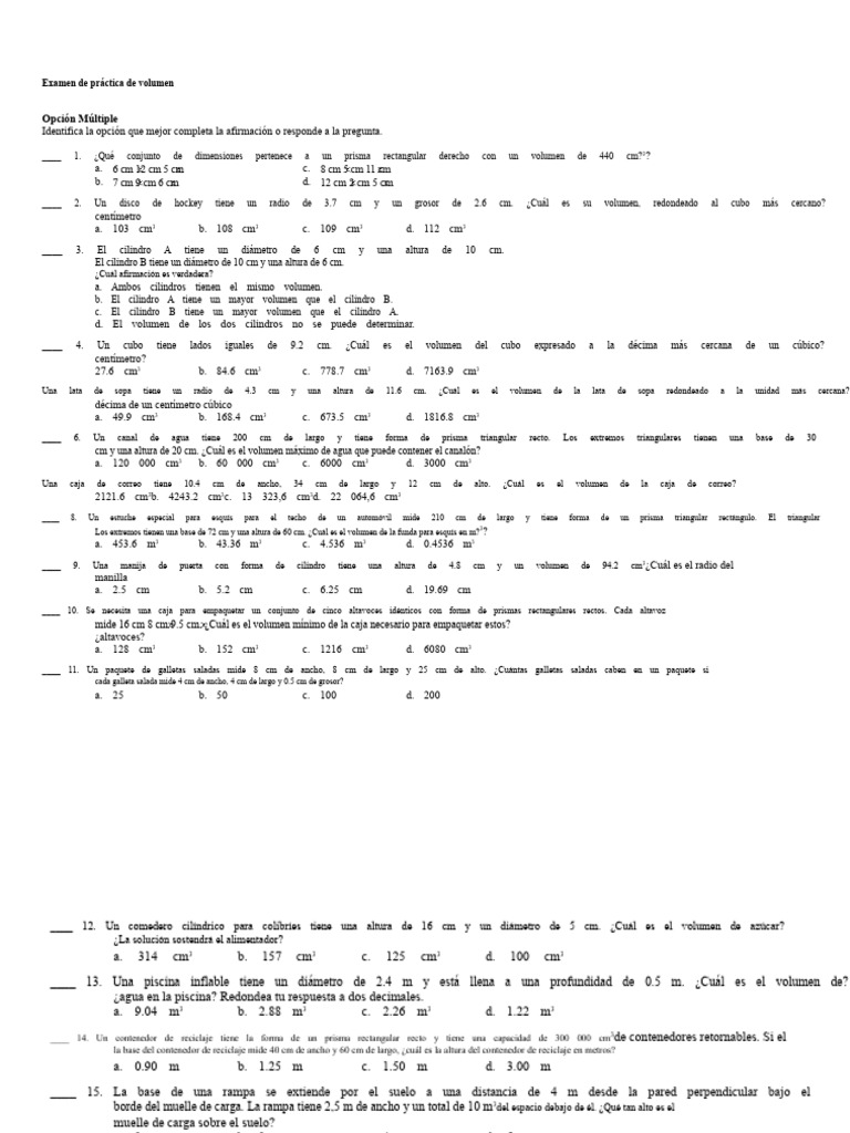 Práctica de Volumen | PDF | Volumen | Triángulo