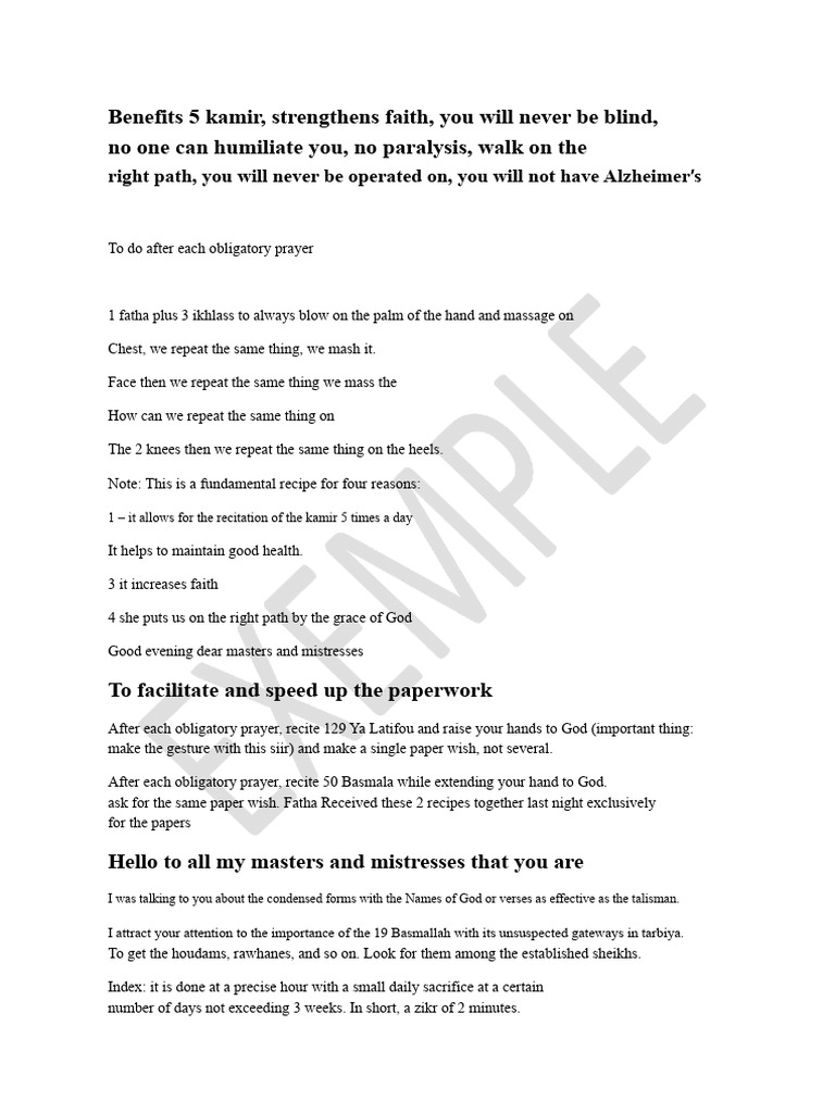Benefits 5 Kamir | PDF | Semitic Words And Phrases | Prayer