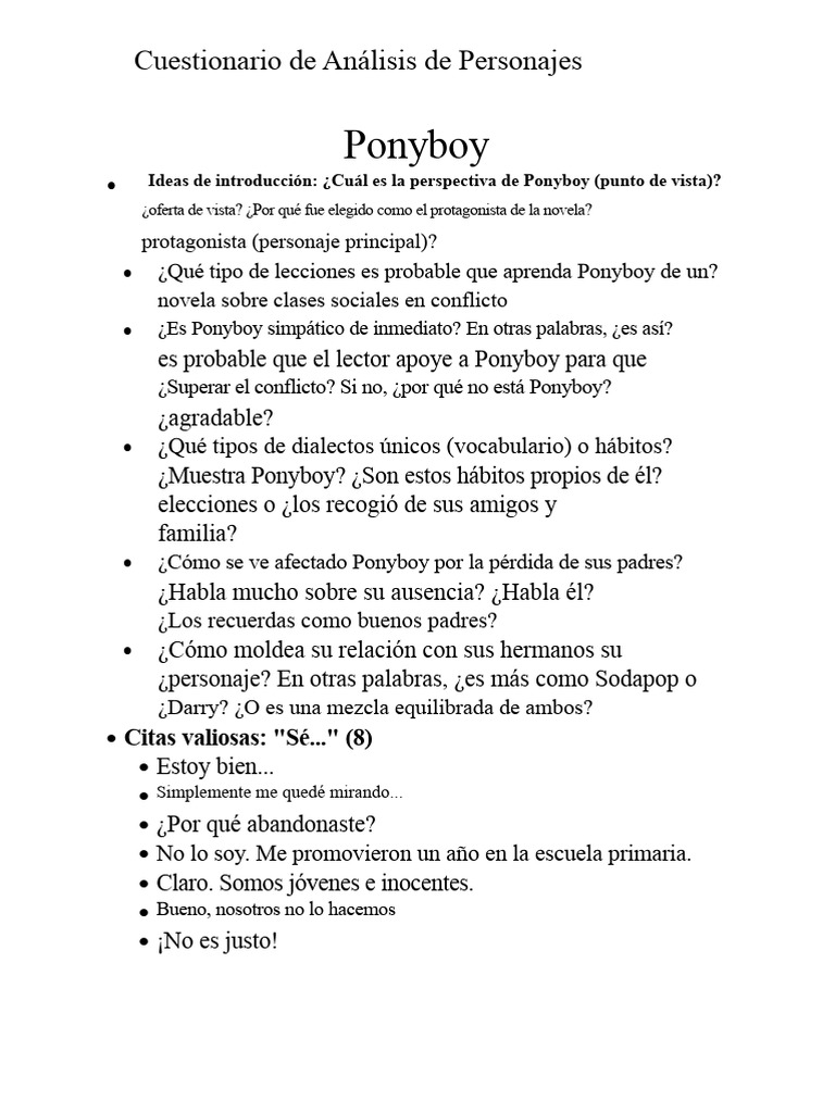 Análisis de Personajes en "The Outsiders" | PDF | Comportamiento