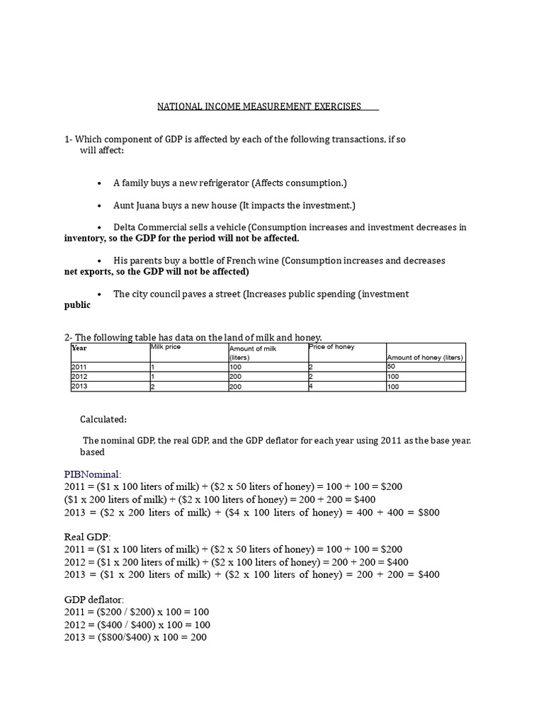 Exercises On Measurement of National Income | PDF | Gross Domestic ...