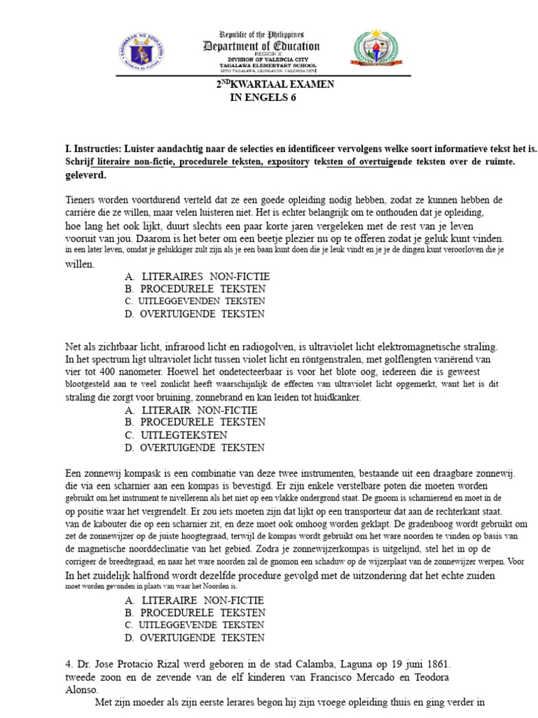 Tweede Kwartaal Examen in Engels | PDF