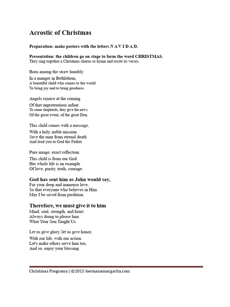 Christmas Acrostic Performance Guide | PDF